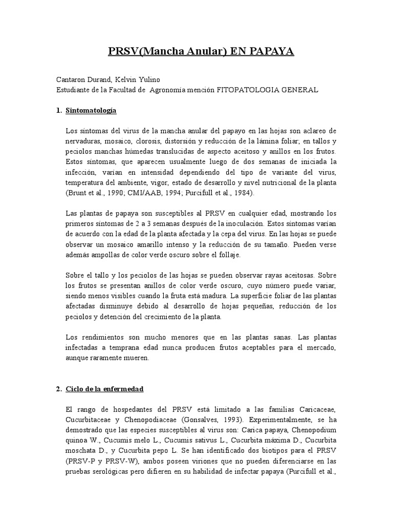 PRSV en Papaya | PDF