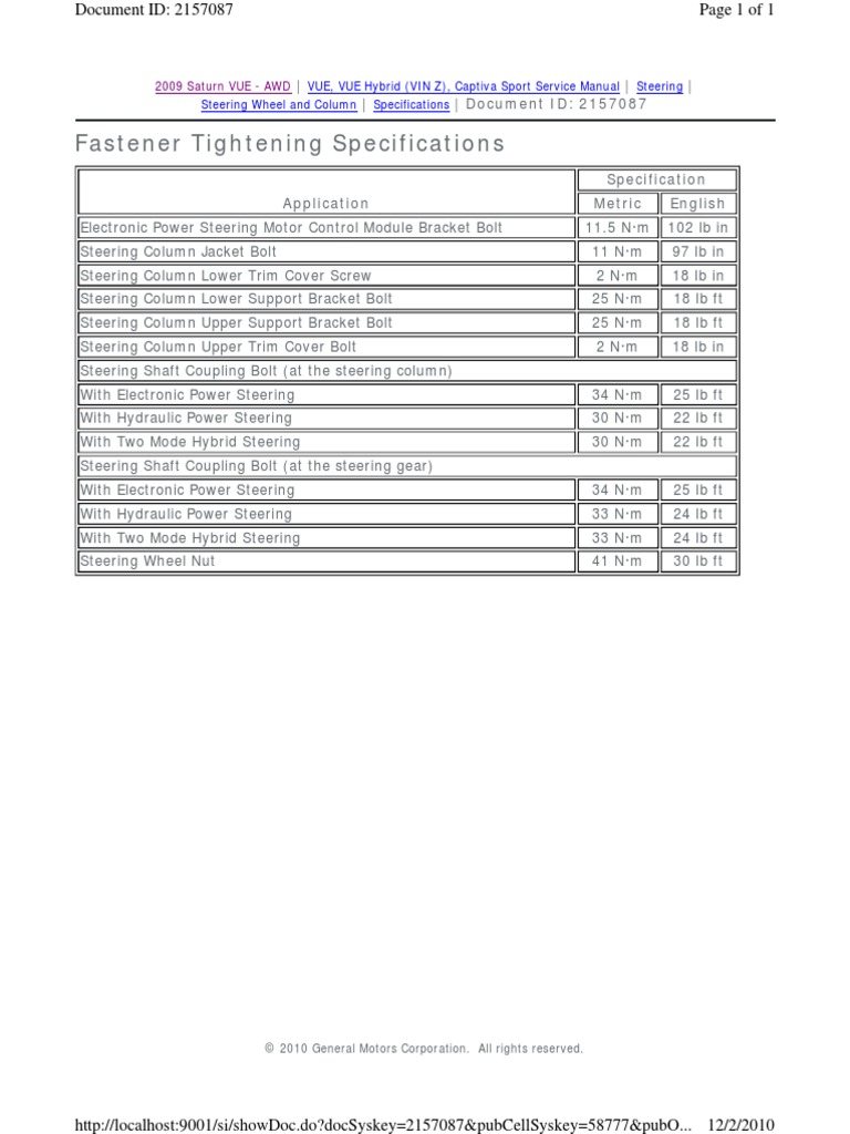 Steering Wheel and Column | PDF | Steering | Screw