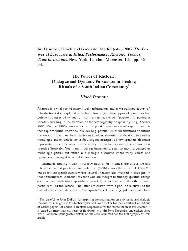 The Power of Rhetoric: Dialogue and Dynamic Persuasion in Healing ...