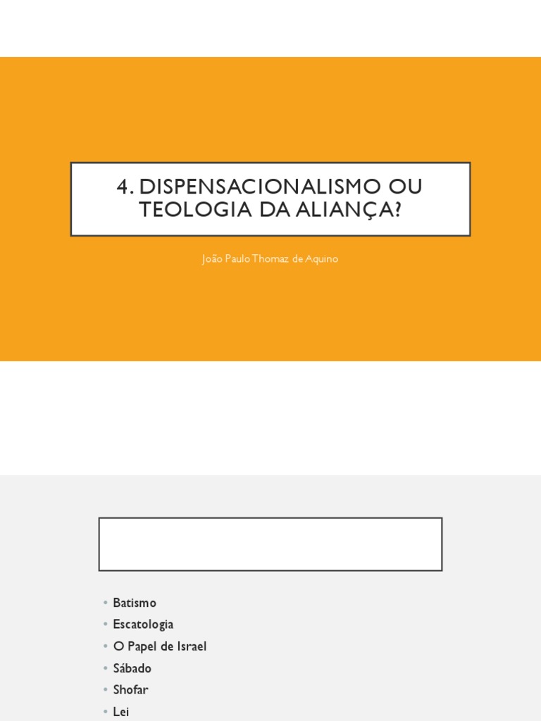 Dispensacionalismo o Aliancismo | PDF | Crença e doutrina religiosa ...