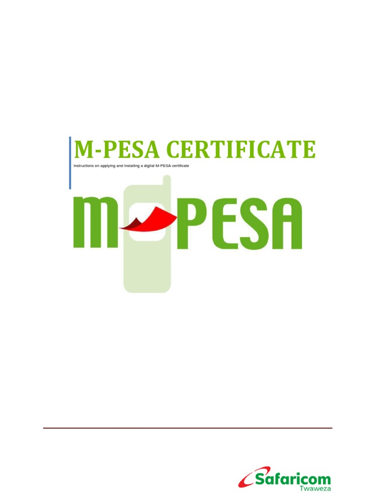 M-PESA Certificate Application Guide | PDF | Public Key Certificate | Login