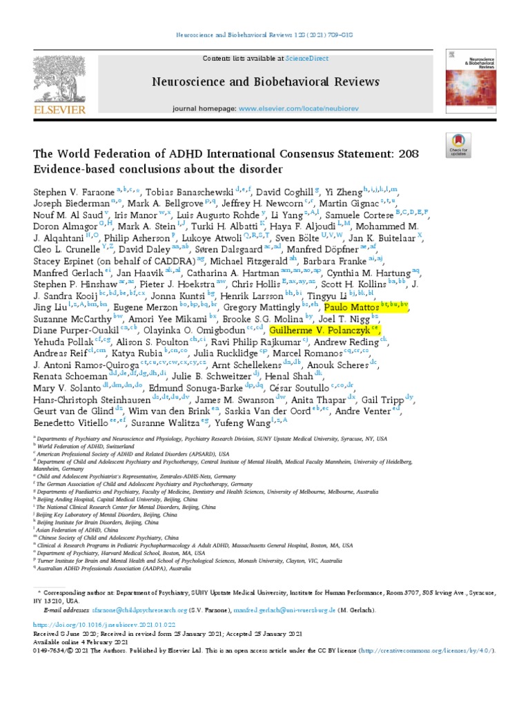 Faraone Et Al. - 2021 - The World Federation of ADHD International ...