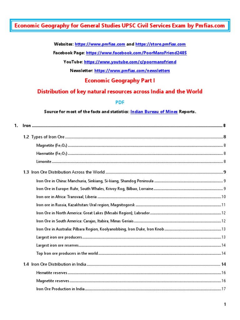 PMF Ias Economic Geography 1 | PDF | Coal | Petroleum