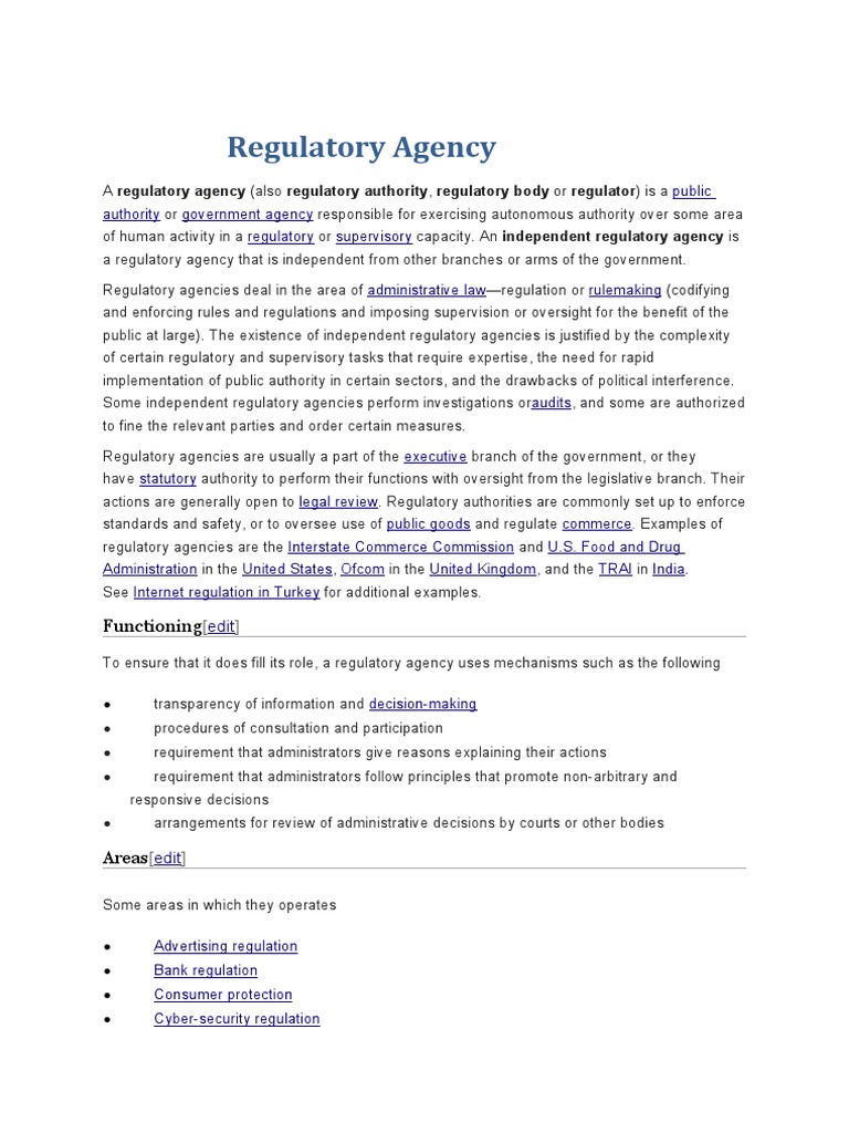 Understanding Regulatory Agencies | PDF | Public Law | Public Sphere
