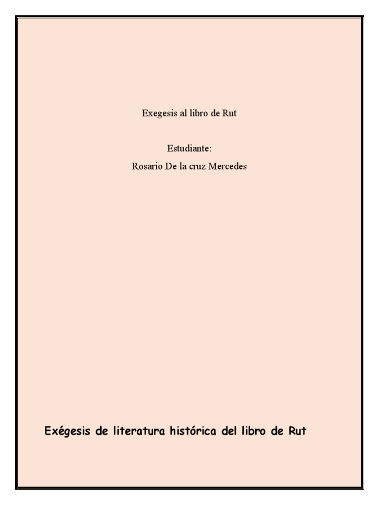 Exégesis Del Libro de Rut | PDF | Libro de rut | Noemí (figura bíblica)