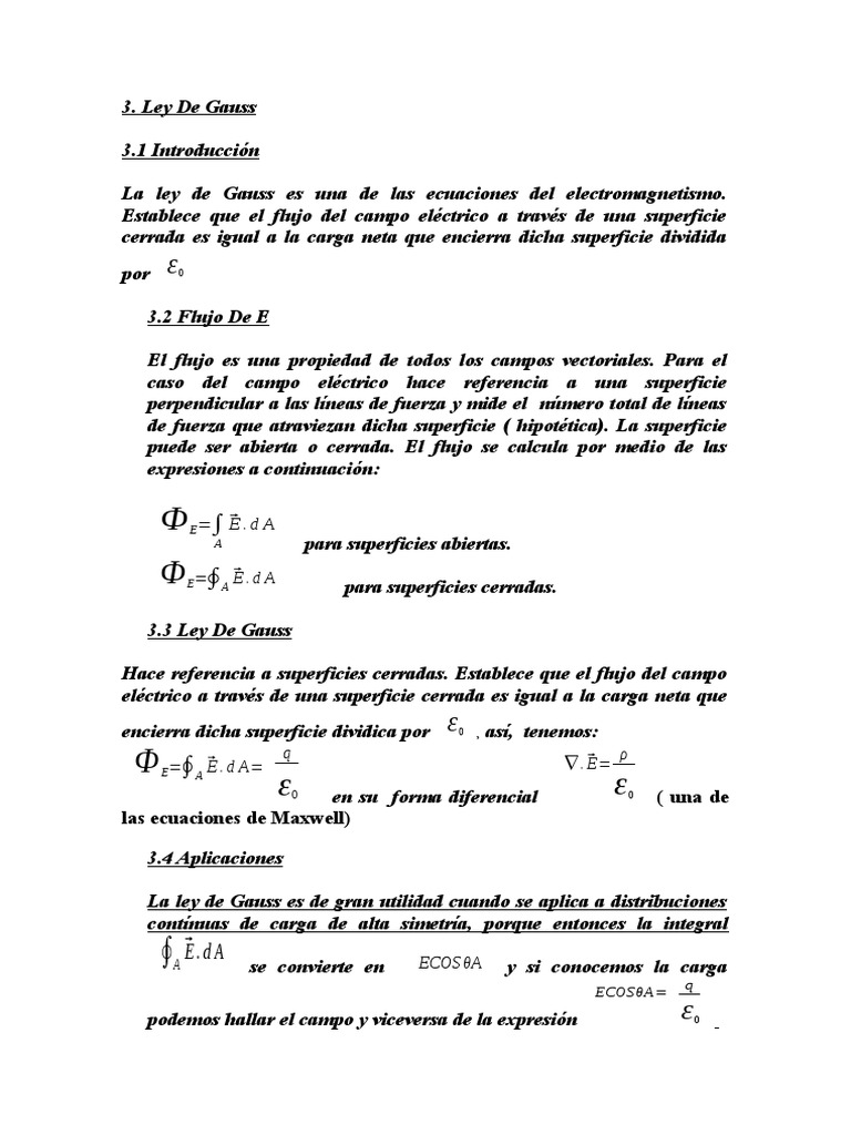 Resumen Ley de Gauss | PDF