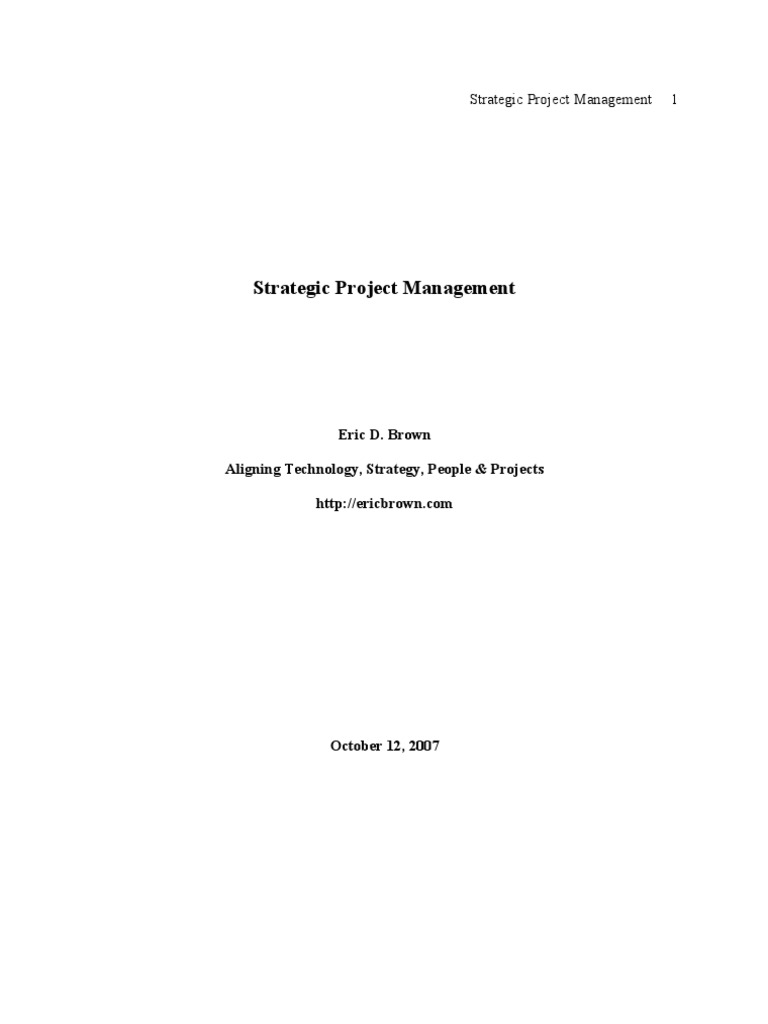 Strategic Project Management | PDF | Project Management | Competitive ...