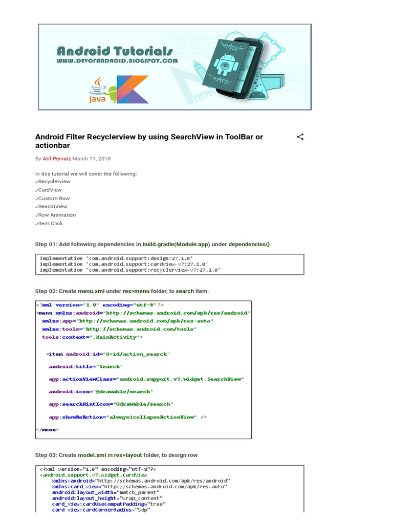 Android Filter Recyclerview By Using Searchview In Toolbar Or Actionbar