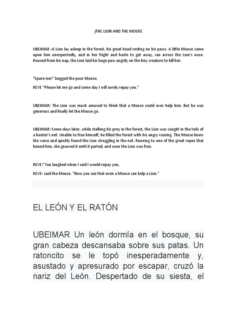 The Lion and The Mouse 9.2 Final | PDF