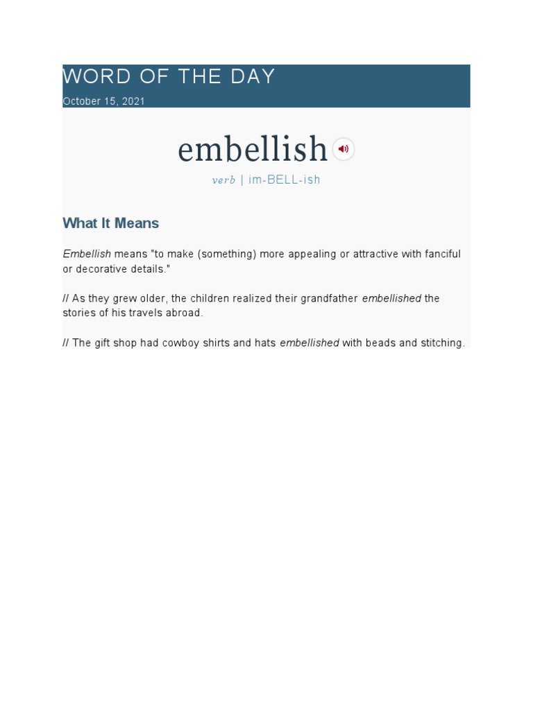 Embellish: Word of The Day | PDF | Art