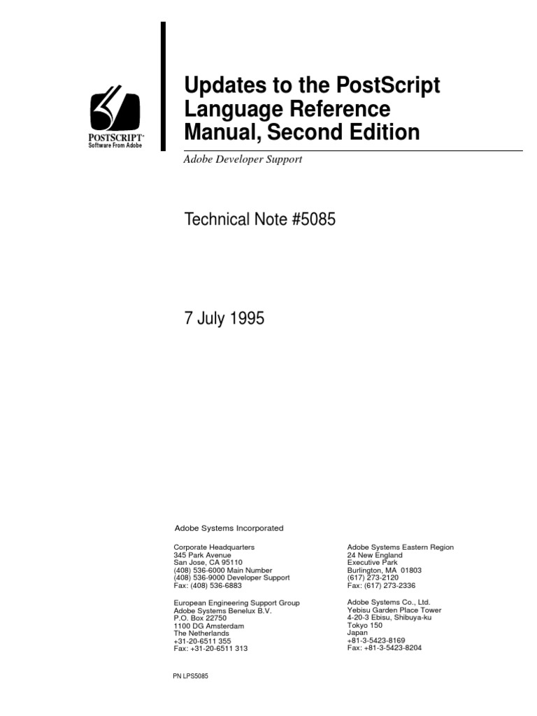 Updates To The Postscript Language Reference Manual, Second Edition ...