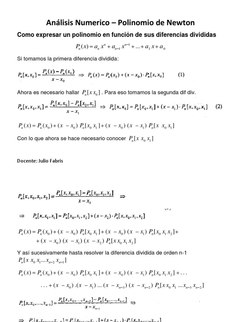 Clase 10 - Polinomio de Newton | PDF | Factorización | Matemáticas