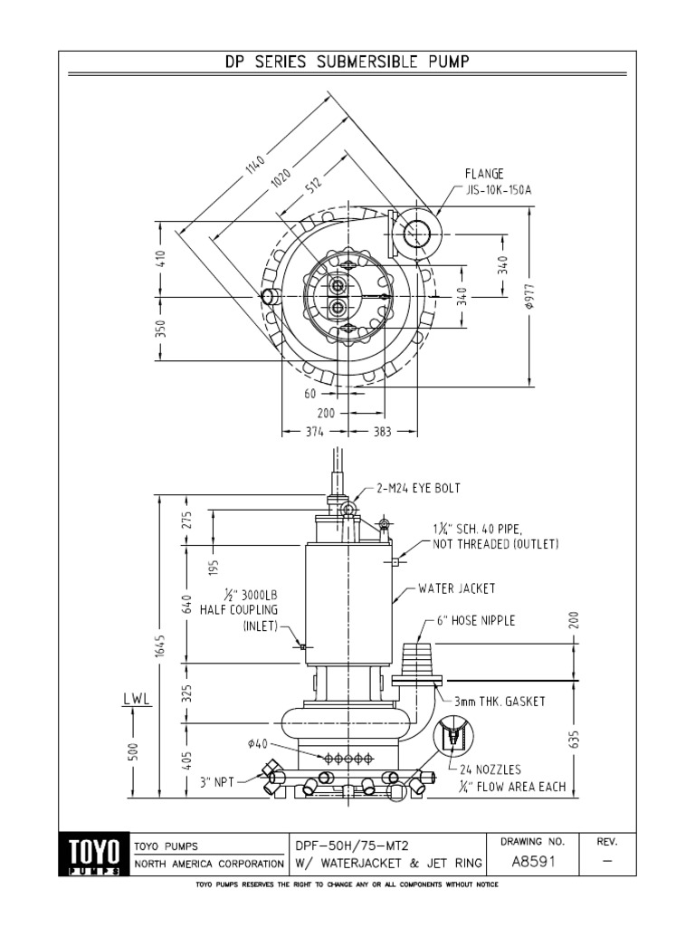 DPF-50H-75-MT2 Dimensional Drawing With Water Jacket & Jet Ring | PDF