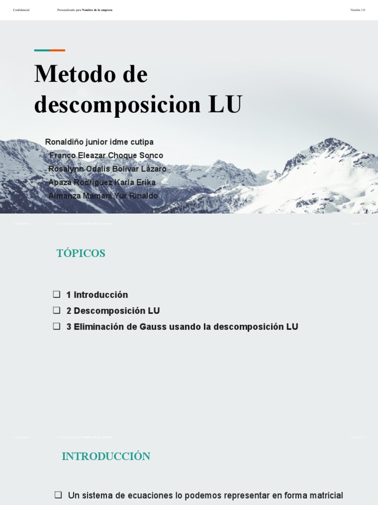Diapositivas Metodo LU de Metodos Numerico | PDF | Análisis matemático | Ciencia computacional