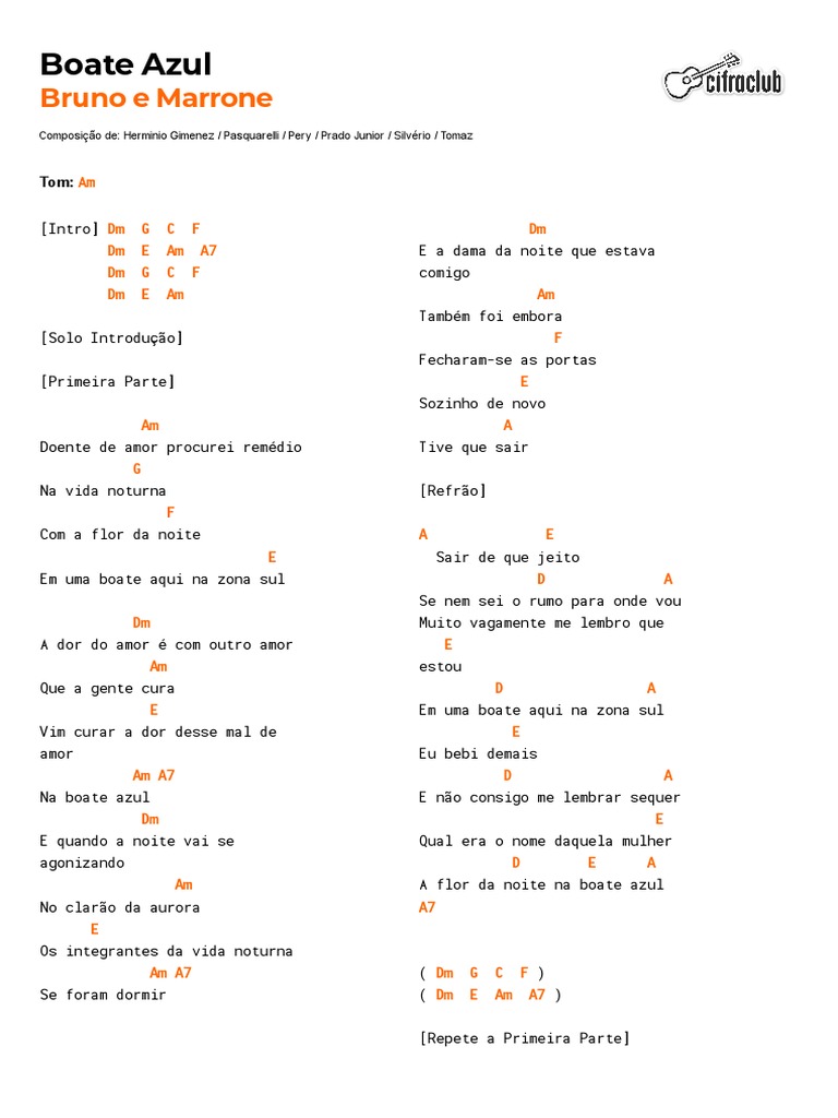 Cifra Club - Bruno e Marrone - Boate Azul | PDF