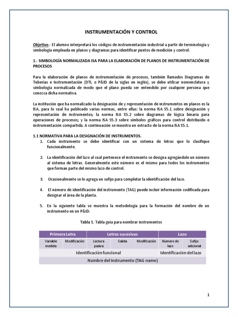 Simbología DTI en Instrumentación Industrial | PDF | Agua | Ingeniería ...