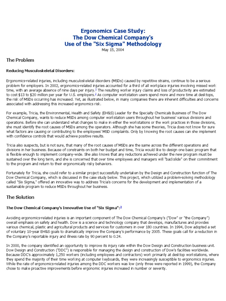 Ergonomics Case Study | PDF | Occupational Safety And Health | Human ...