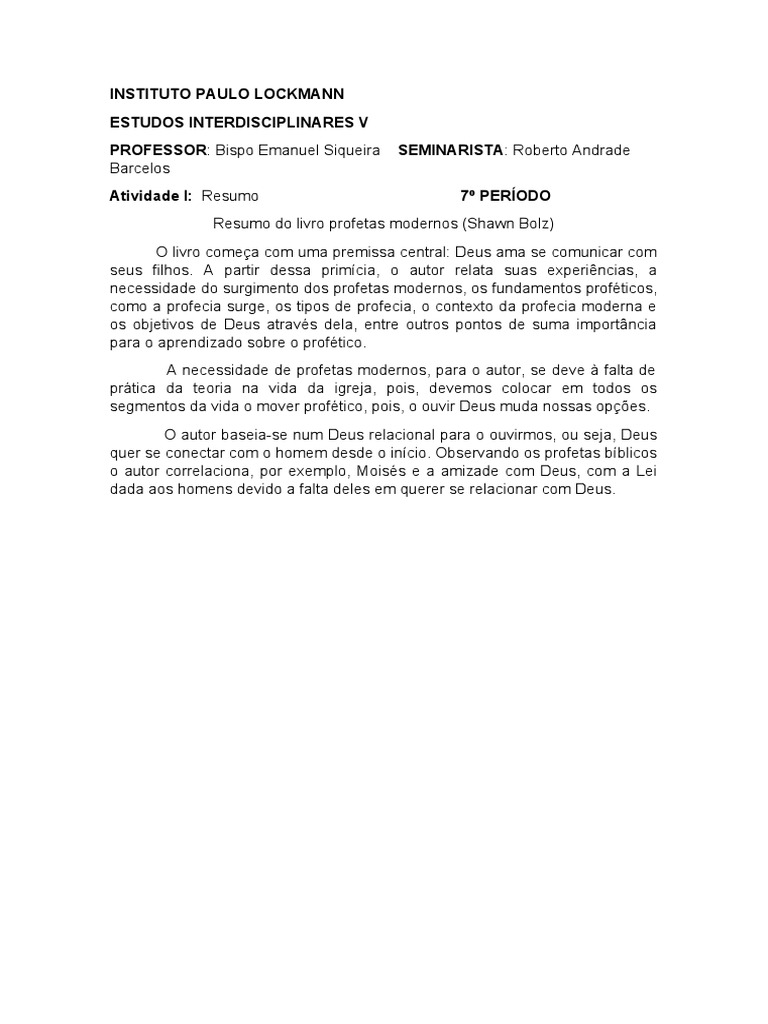 Resumo Do Livro Profetas Modernos | PDF