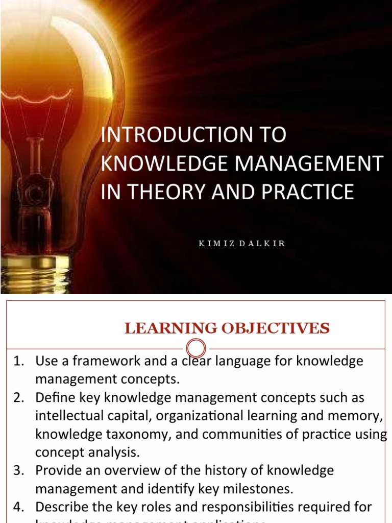 Introduction To Knowledge Management in Theory and Practice: Kimiz ...