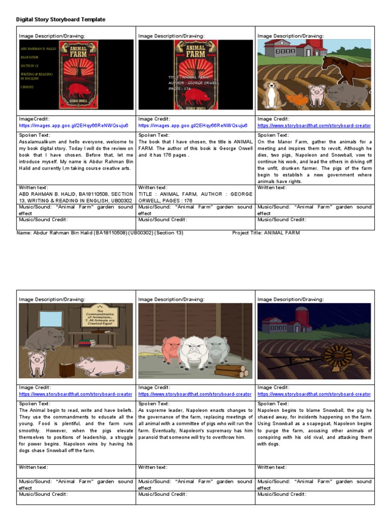 Digital Story Storyboard Template | PDF