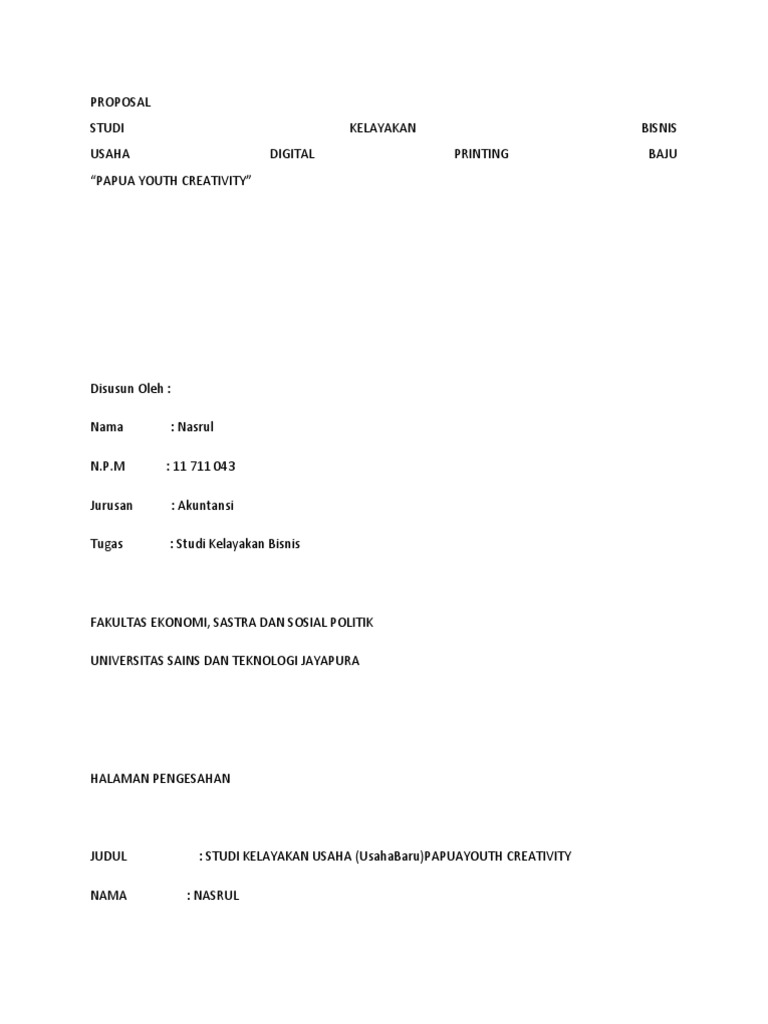 Studi Kelayakan Bisnis Usaha Sablon | PDF