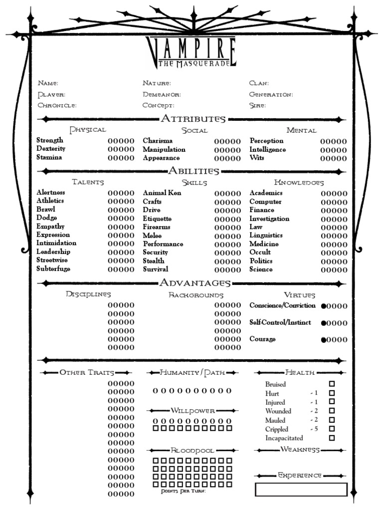 Ficha de Storyteller Editavel | PDF
