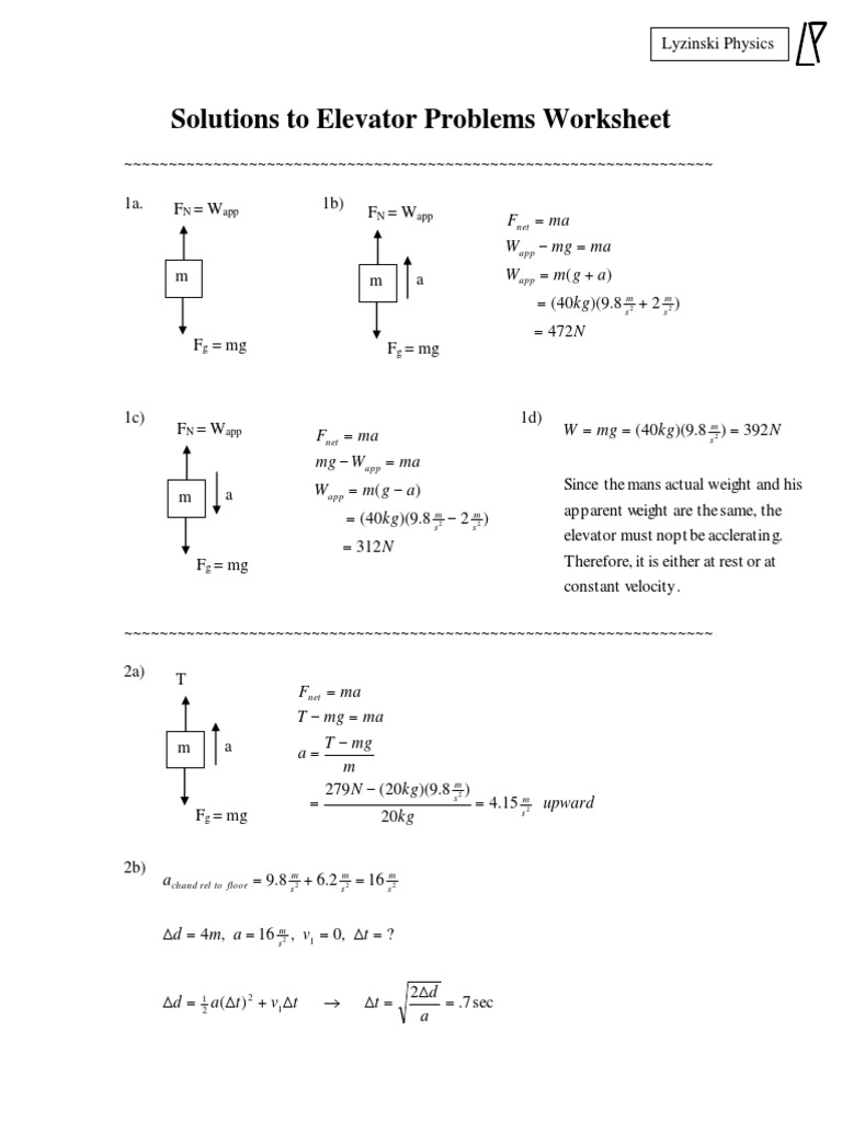 3 Elevator Problems SOLUTIONS | PDF | Weight | Physical Quantities