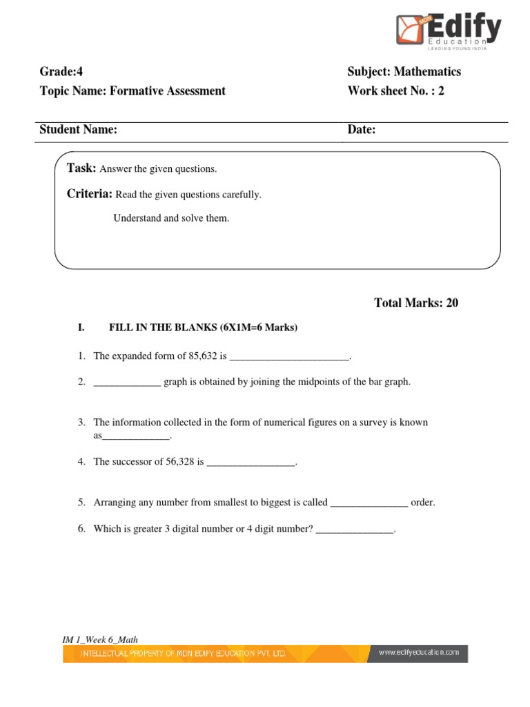 Grade 4 Maths Formative Assessment | PDF | Numbers | Teaching
