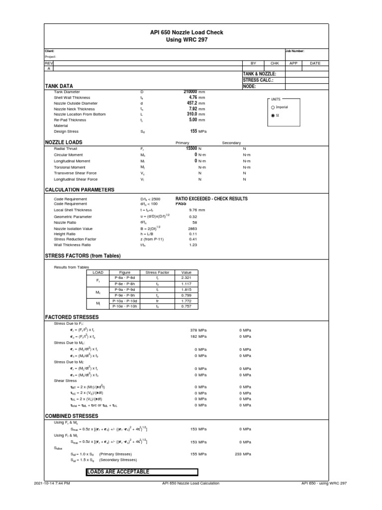 API 650 - Using WRC 297 With Repad | PDF | Continuum Mechanics | Civil ...