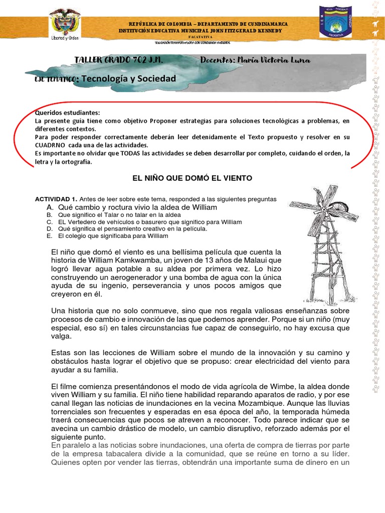 Innovación y Cambio en "El Niño que Domó el Viento" | PDF | Molino ...