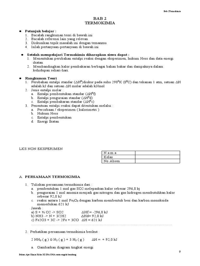Termokimia: Konsep dan Perhitungan Entalpi | PDF | Sains & Matematika