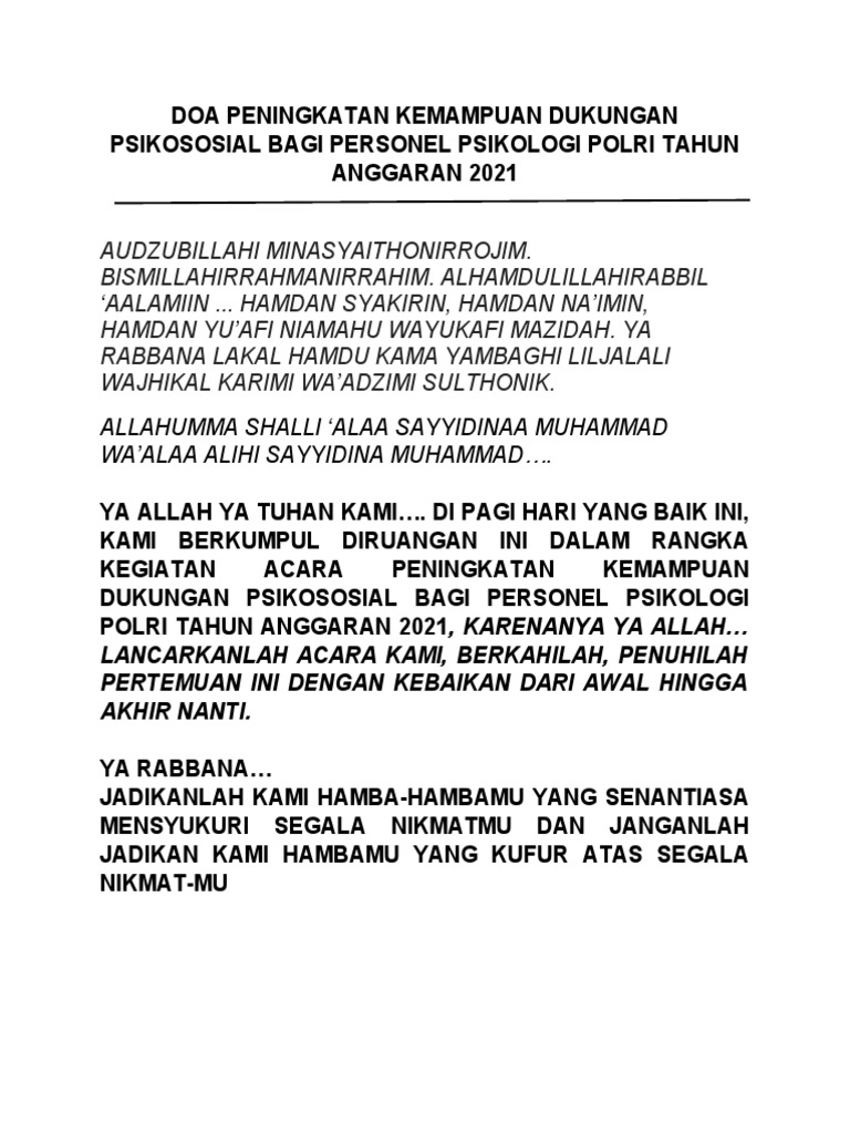 Doa Pembukaan Kegiatan | PDF