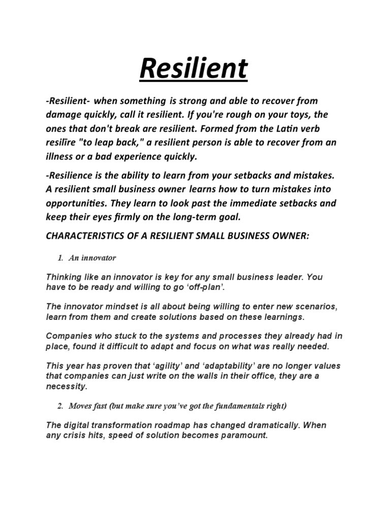 Characteristics of Resilient Businesses | PDF | Telecommuting | Employment