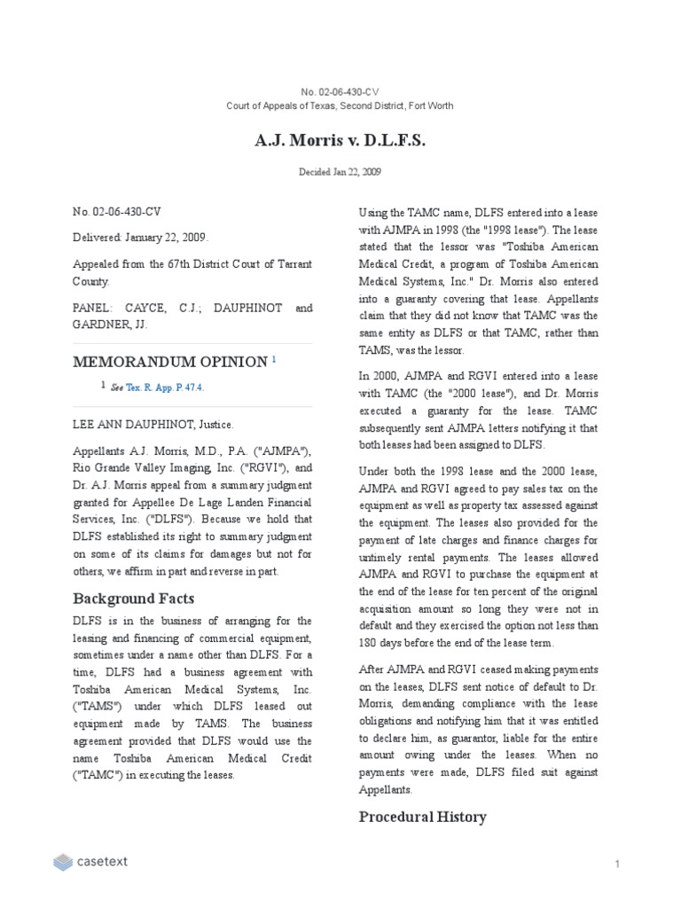 A Summary of the Key Events and Claims in the Lease Dispute Case of A.J ...