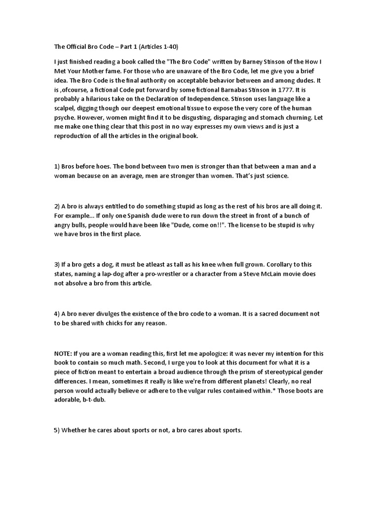 The Official Bro Code | PDF