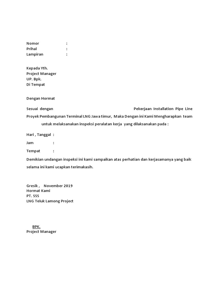 Surat Undangan Inspeksi | PDF