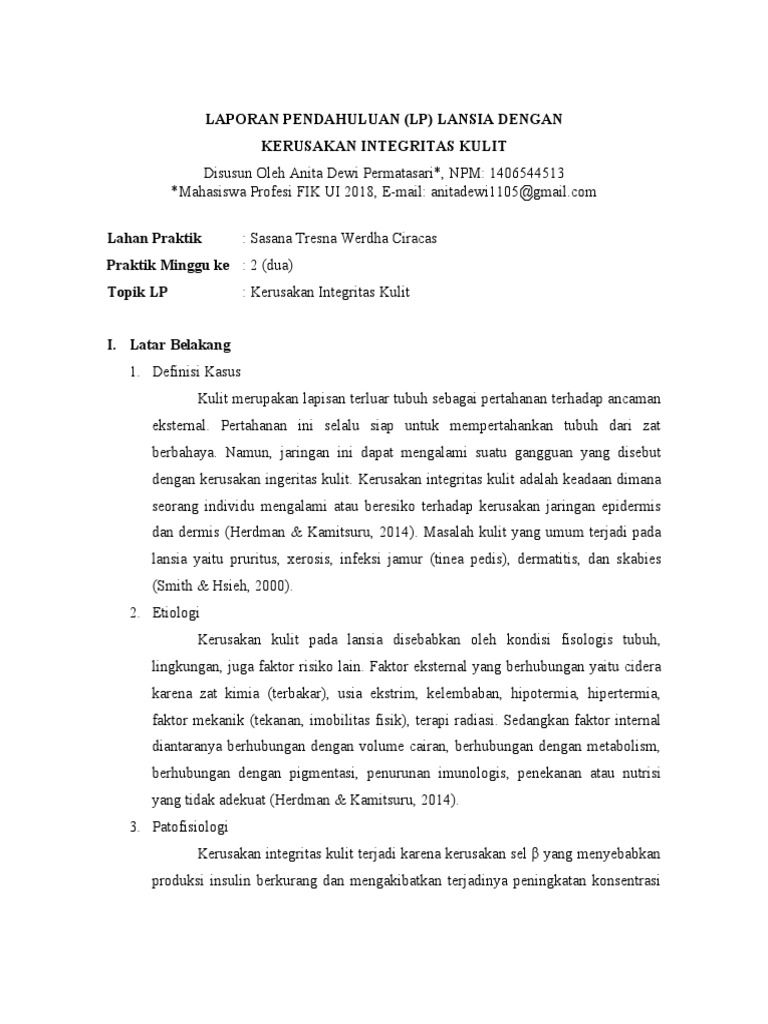 Anita - Gangguan Integritas Kulit | PDF | Sains & Matematika