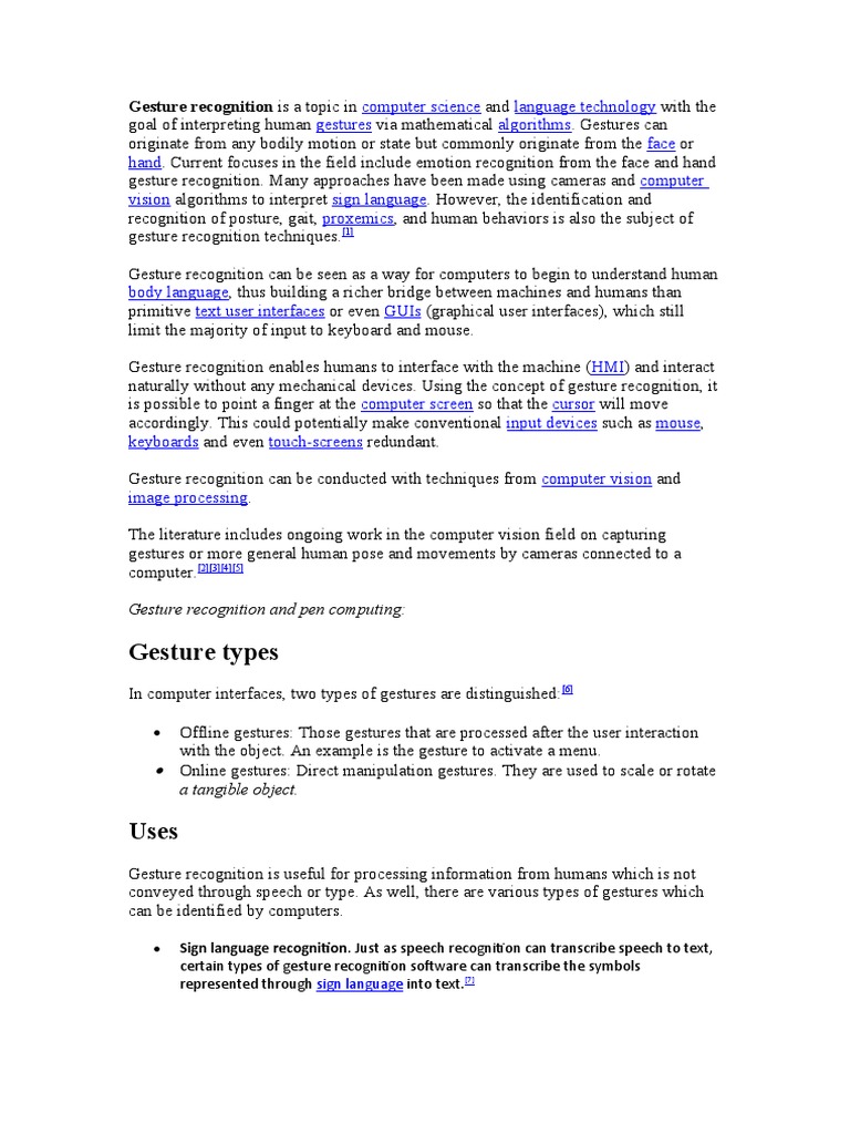 Gesture Recognition Is A Topic in Computer Science and Language ...