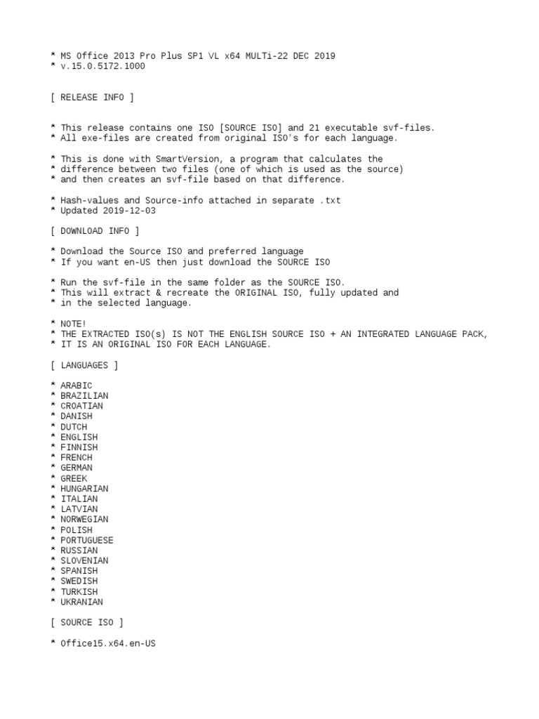 MS Office 2013 Pro Plus SP1 VL x64 MULTi-22 DEC 2019 (Gen2) | PDF