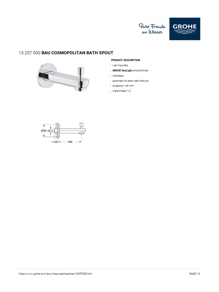 13 257 000 Bau Cosmopolitan Bath Spout | PDF