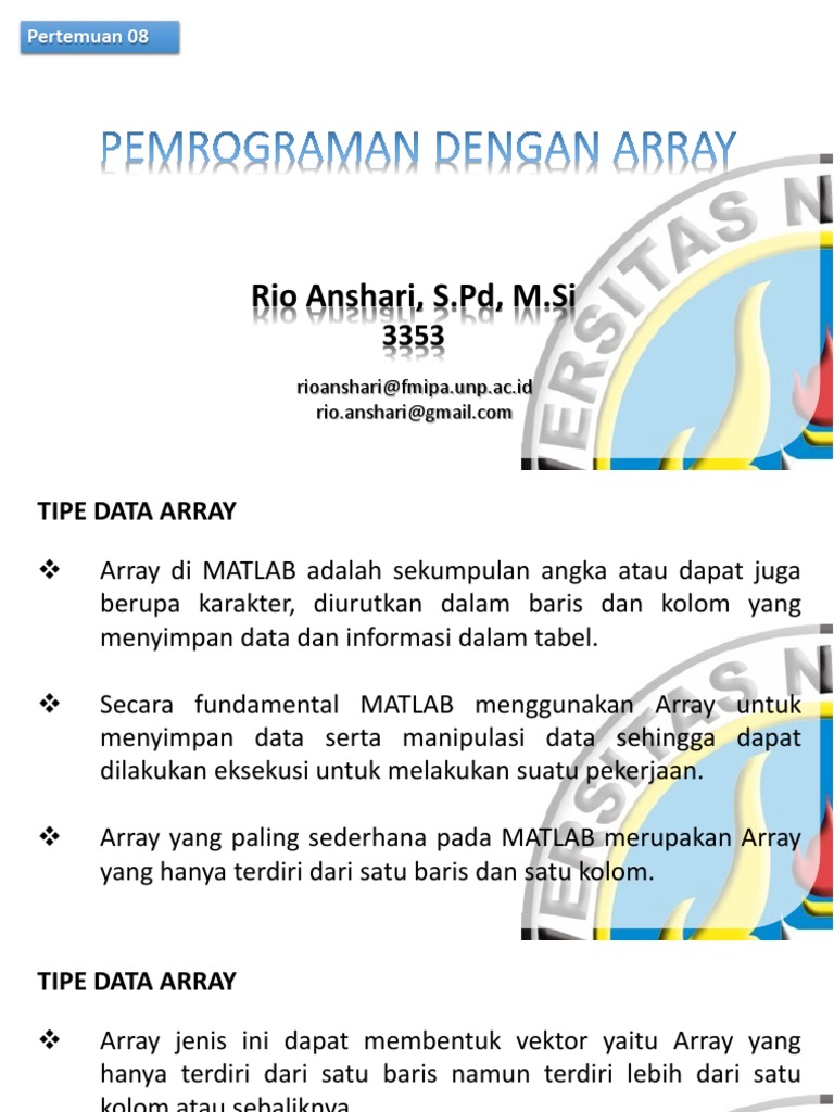 Pertemuan 08 Array Satu Dimensi | PDF