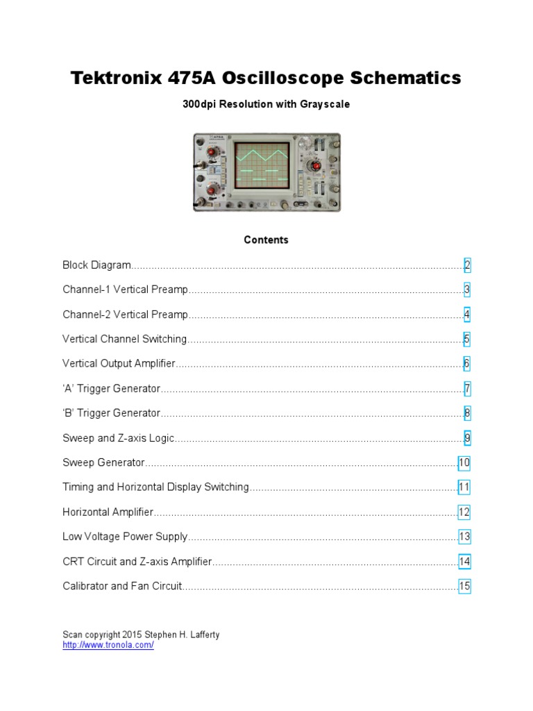 Tektronix 475A Oscilloscope Schematics: 300dpi Resolution With ...
