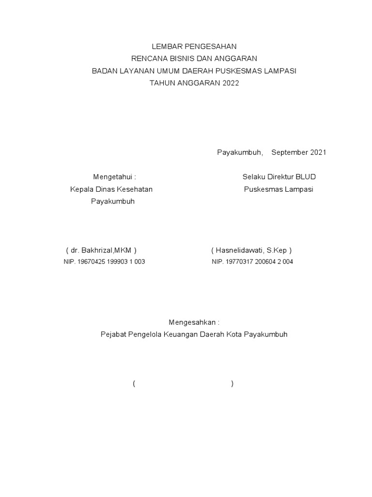 Lembar Pengesahan Rba | PDF