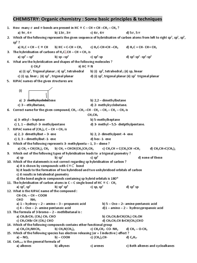14 CHEMISTRY Organic Chemistry Some Basic Principles & Techniques | PDF ...