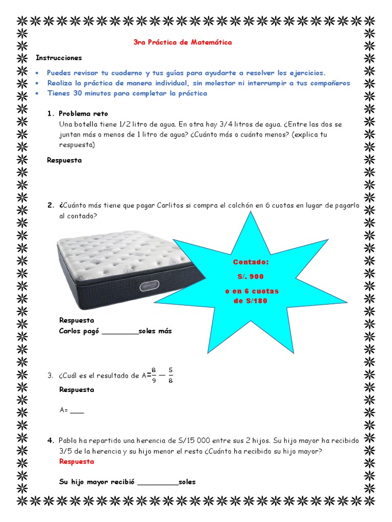 3ra Práctica de Matemática | PDF