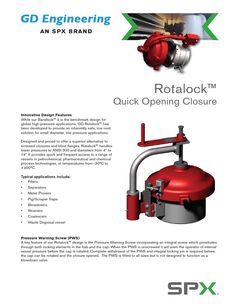 Rotalock™: Quick Opening Closure | PDF | Screw | Equipment