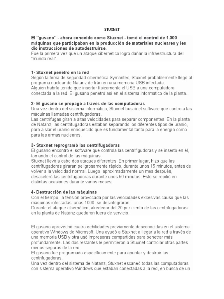 STUXNET | PDF | Ciencias de la Computación | Informática