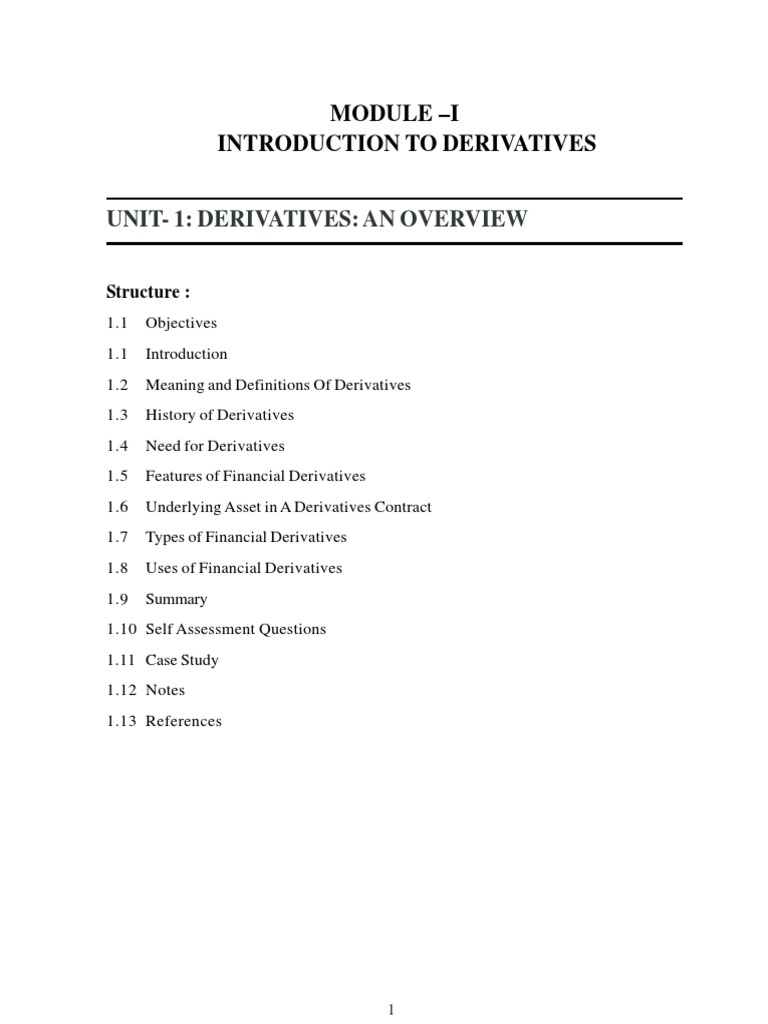 Overview of Financial Derivatives | PDF | Derivative (Finance ...