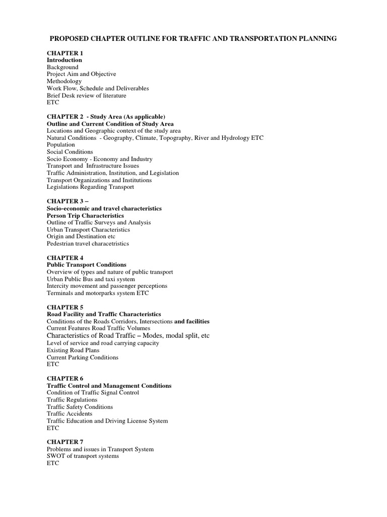 Traffic and Transportation Planning Outline | PDF | Science & Mathematics