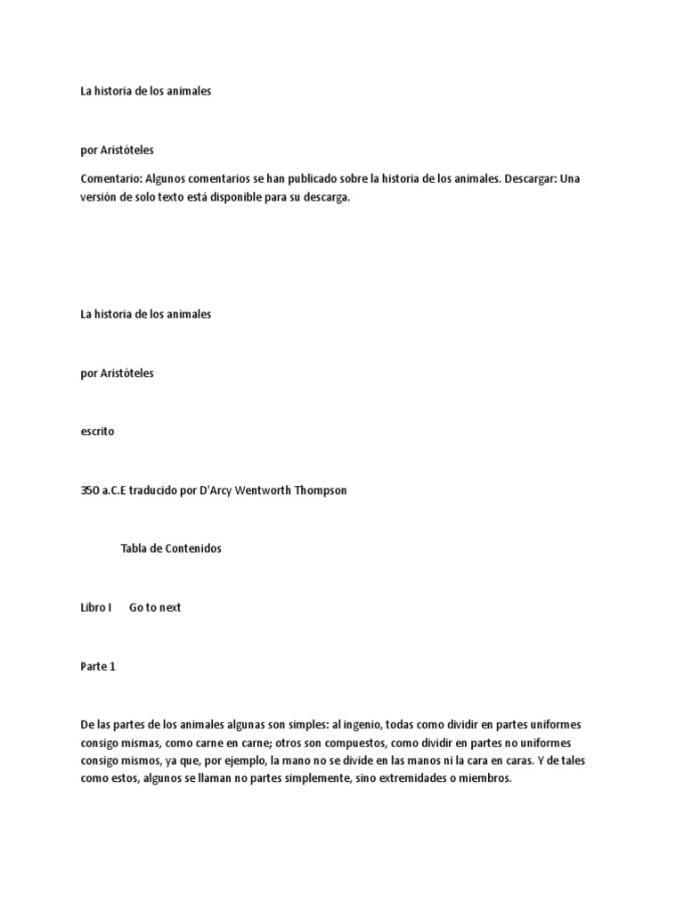 Historia de Los Animales Tomo 1 | PDF | Mano | Ojo
